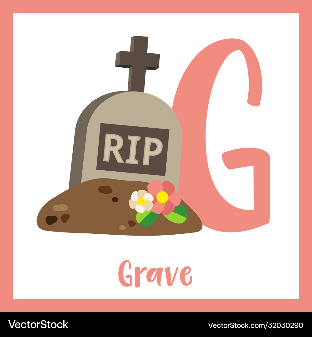 Letter g vocabulary grave Royalty Free Vector Image