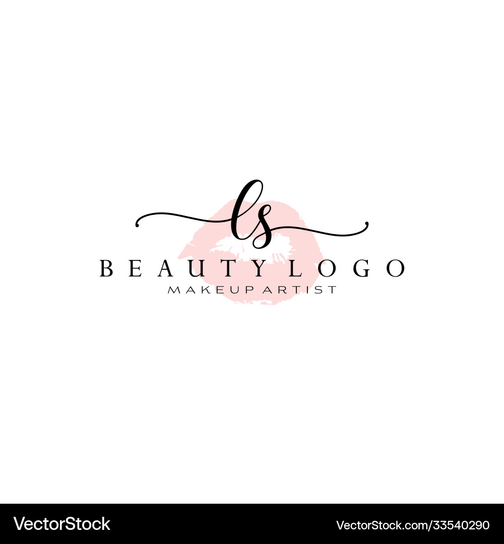 Letter ls watercolor lips premade logo design Vector Image