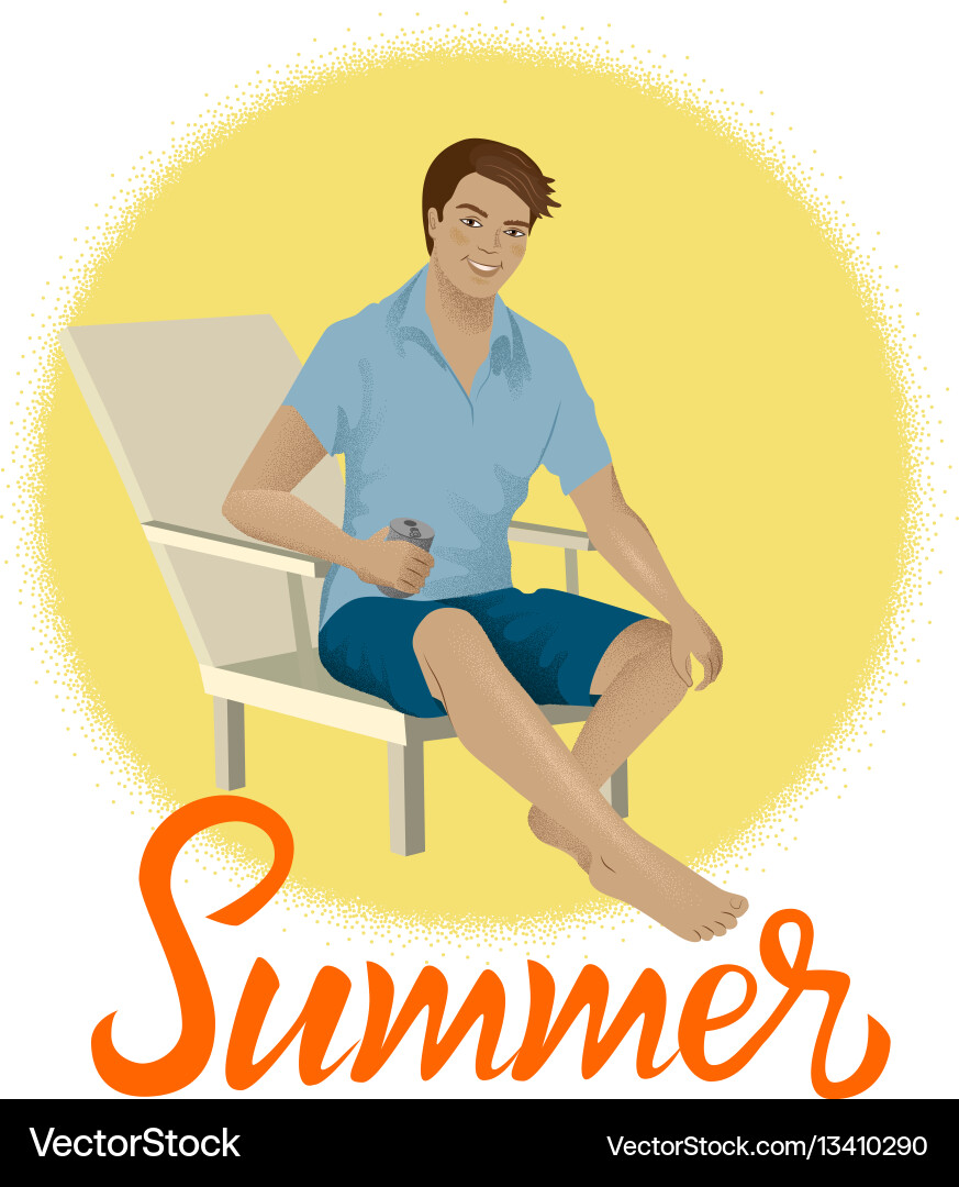 Man sitting on a beach chair Royalty Free Vector Image