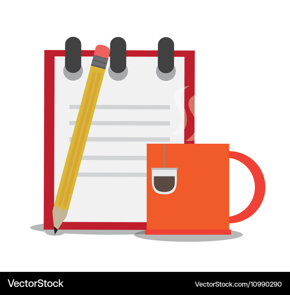 Notebook and pencil of office work design Vector Image