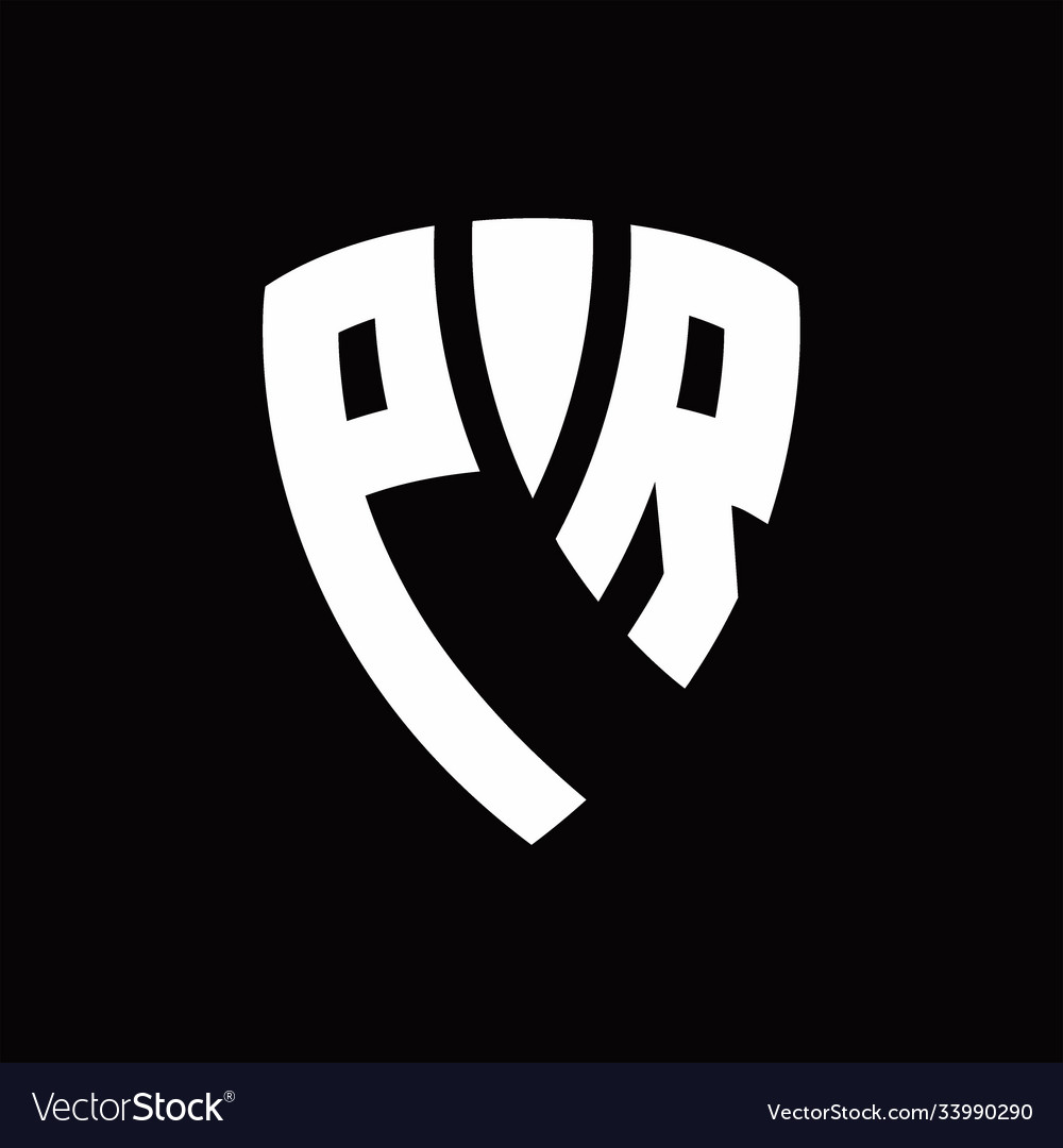 Pr logo monogram with shield elements shape Vector Image