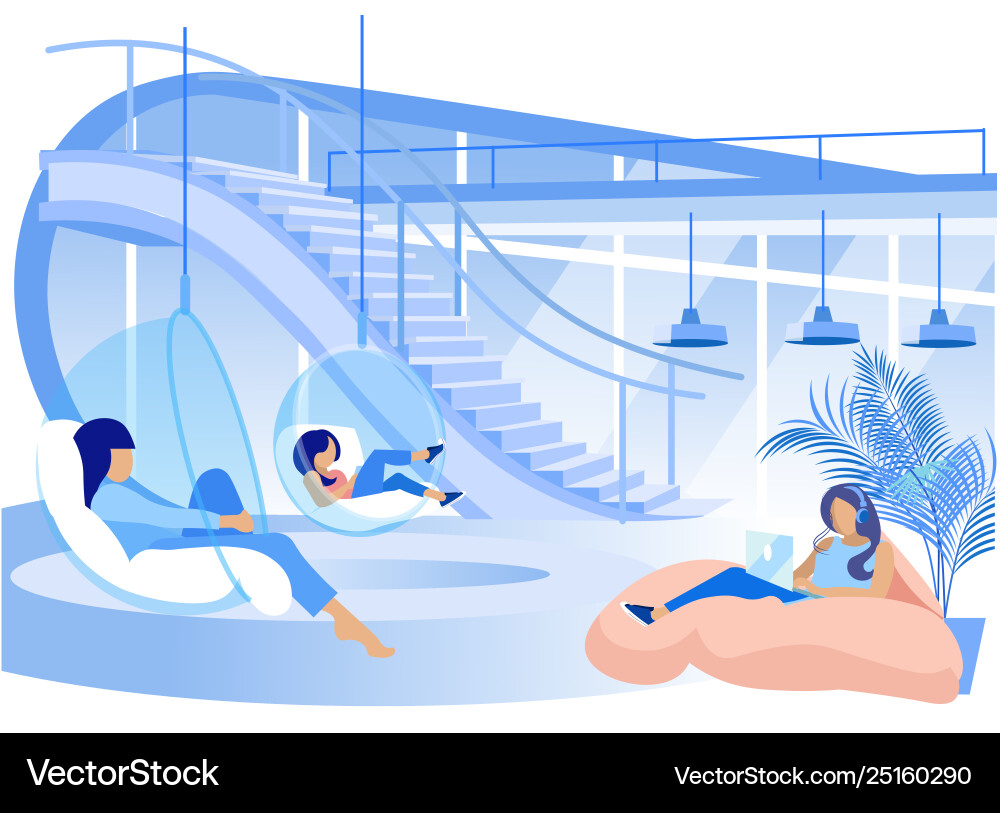 Rest in creative coworking office flat banner Vector Image