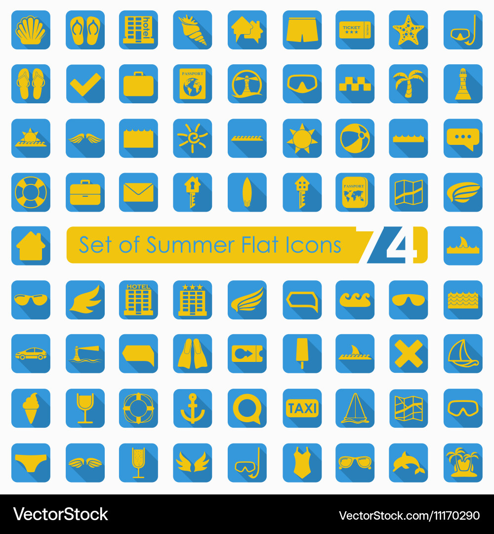 Set of summer flat icons Royalty Free Vector Image