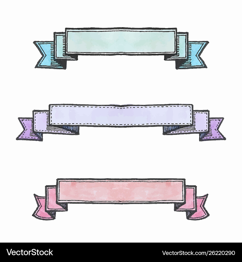 Set watercolor ribbon banners Royalty Free Vector Image