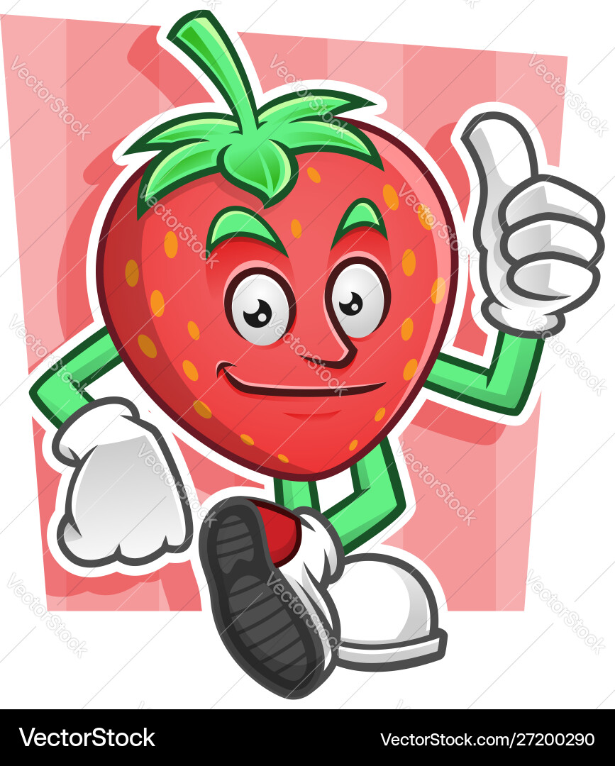 Strawberry character design or mascot Royalty Free Vector