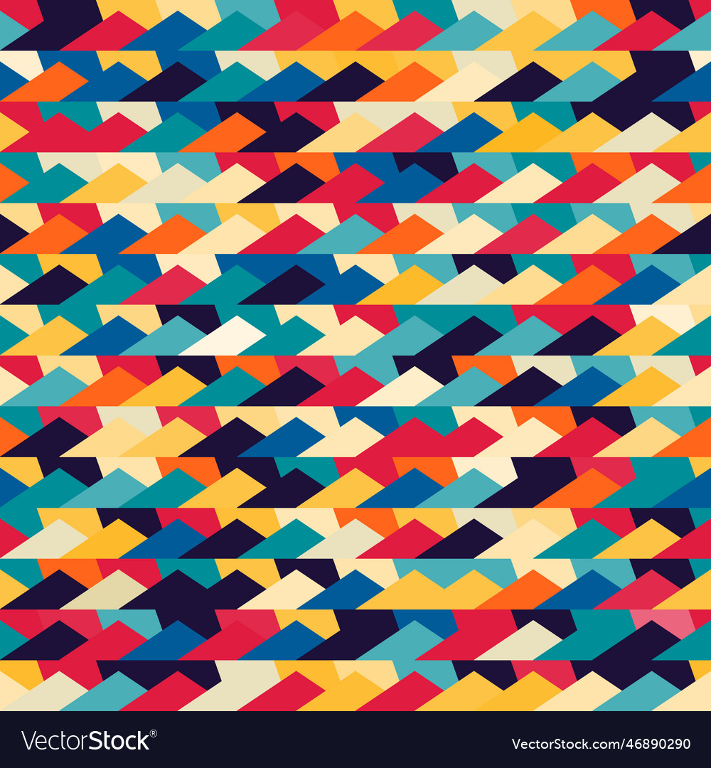 Vintage colored triangle mosaic seamless pattern Vector Image Vintage colored triangle mosaic seamless pattern Vector Image