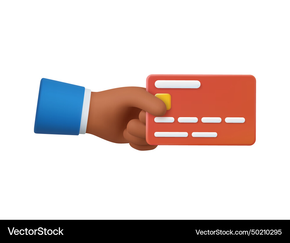 3d hand holds debit or credit card Royalty Free Vector Image