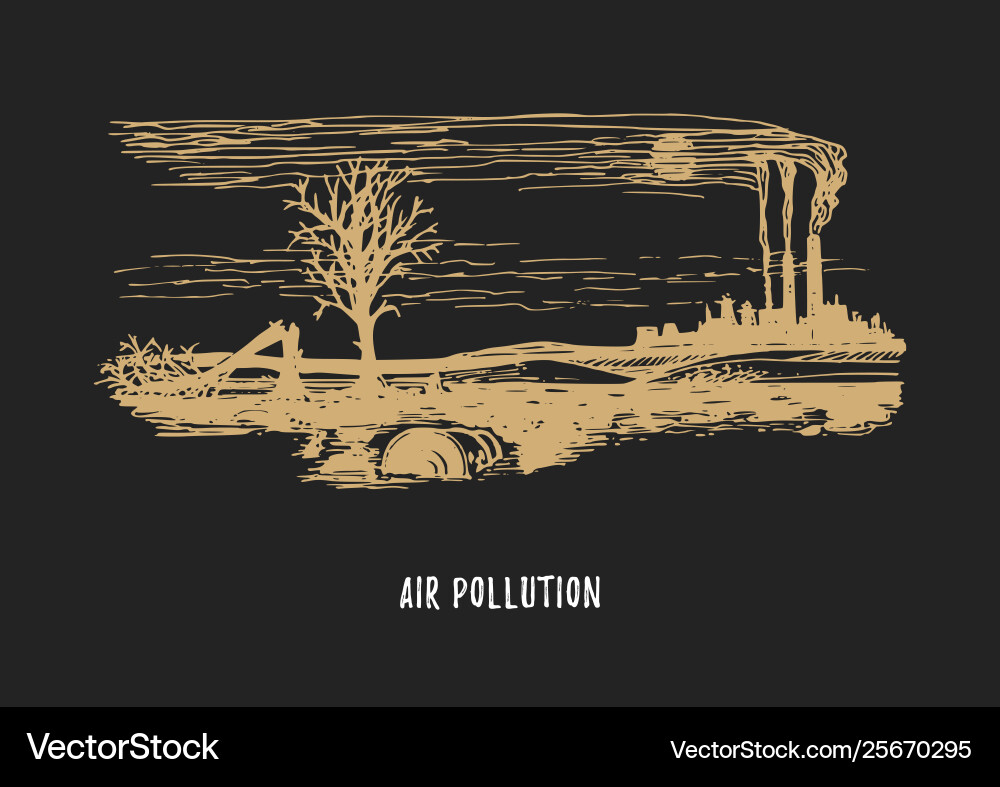 Air pollution drawn sketch of Royalty Free Vector Image