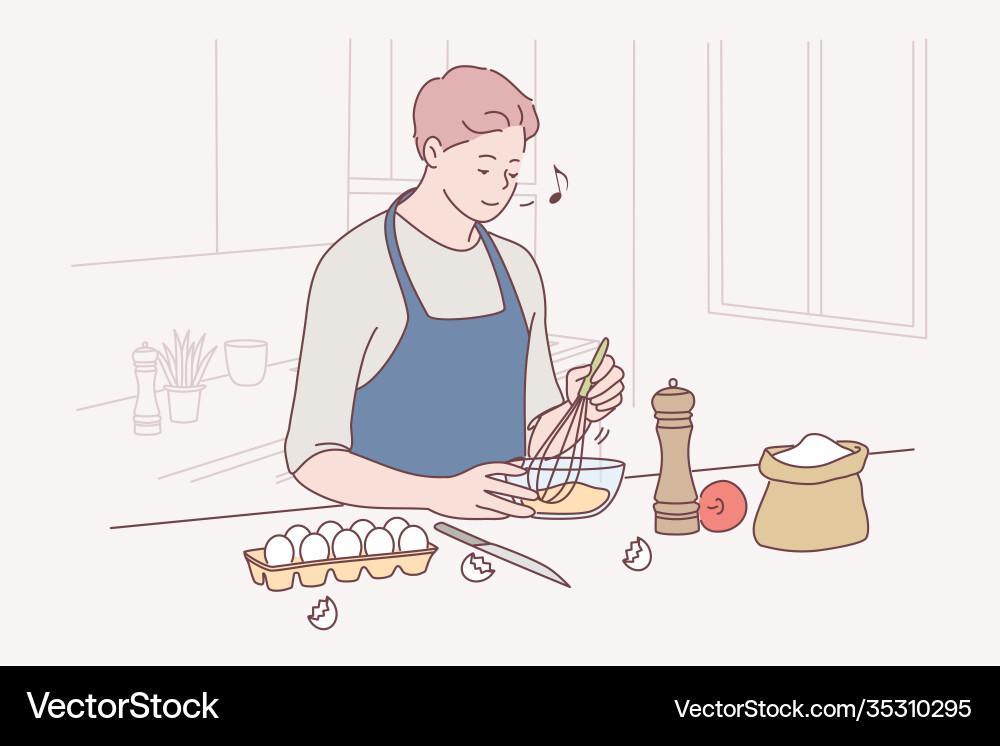 Baking cooking making homemade pastry or cake Vector Image