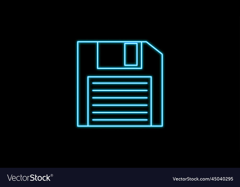 Blue neon glowing floppy disk for computer save Vector Image Blue neon glowing floppy disk for computer save Vector Image