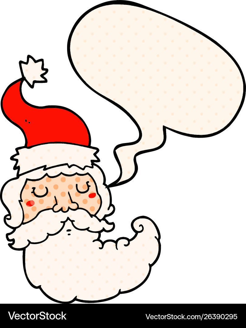 Cartoon santa face and speech bubble in comic Vector Image