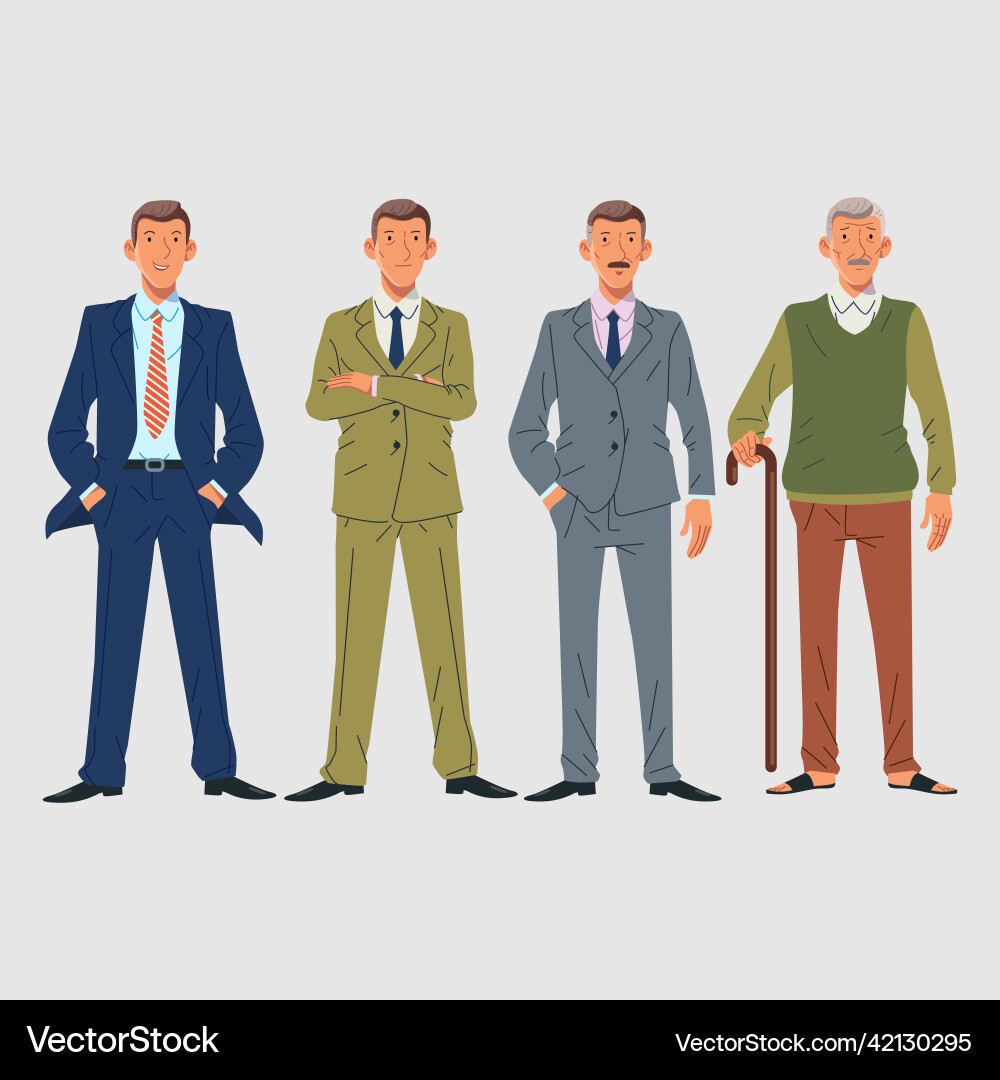 Character of man in different ages flat design Vector Image