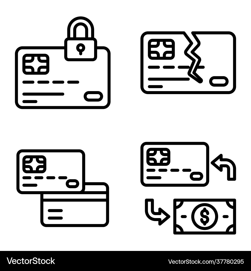 Credit or debit card icon set payment related Vector Image