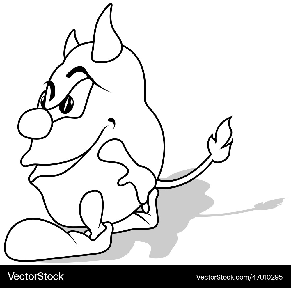 Drawing of a funny little horned devil Royalty Free Vector