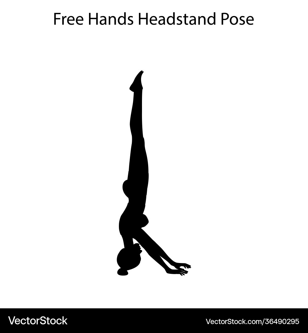 Free hands headstand pose yoga workout silhouette Vector Image