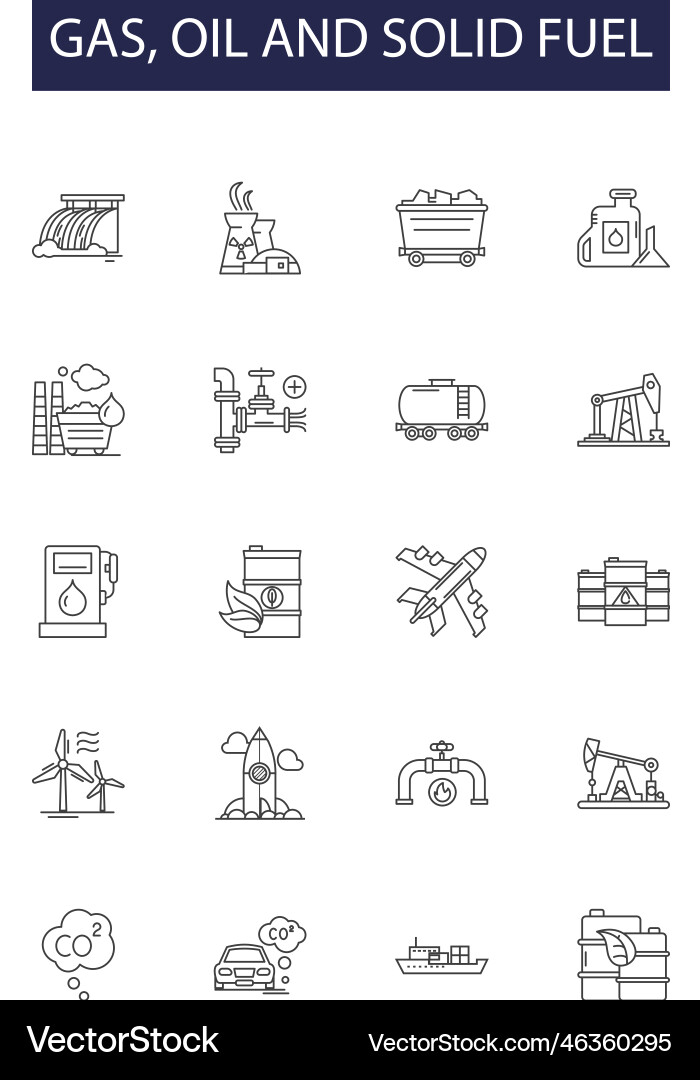Gas oil and solid fuel line icons Royalty Free Vector Image