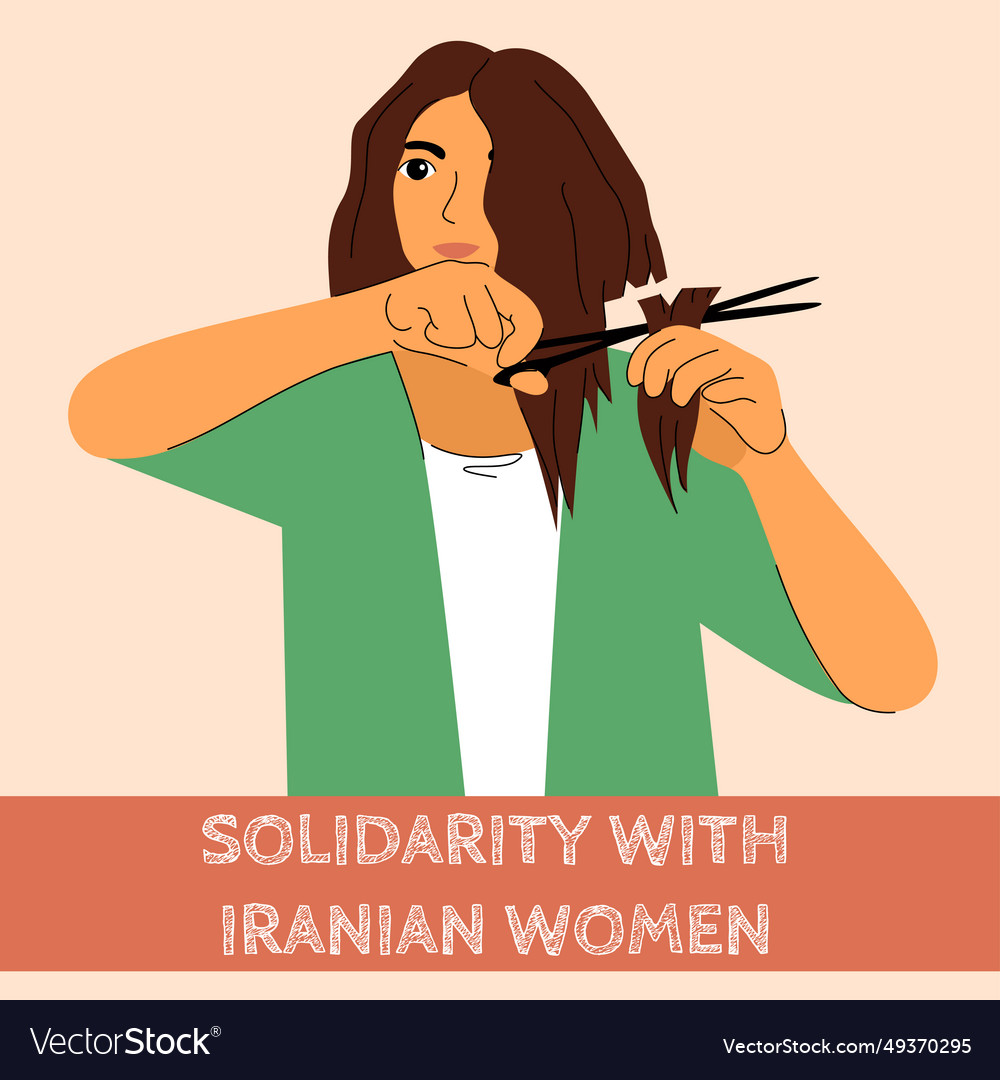 Girl cut hair for solidarity with iranian women Vector Image