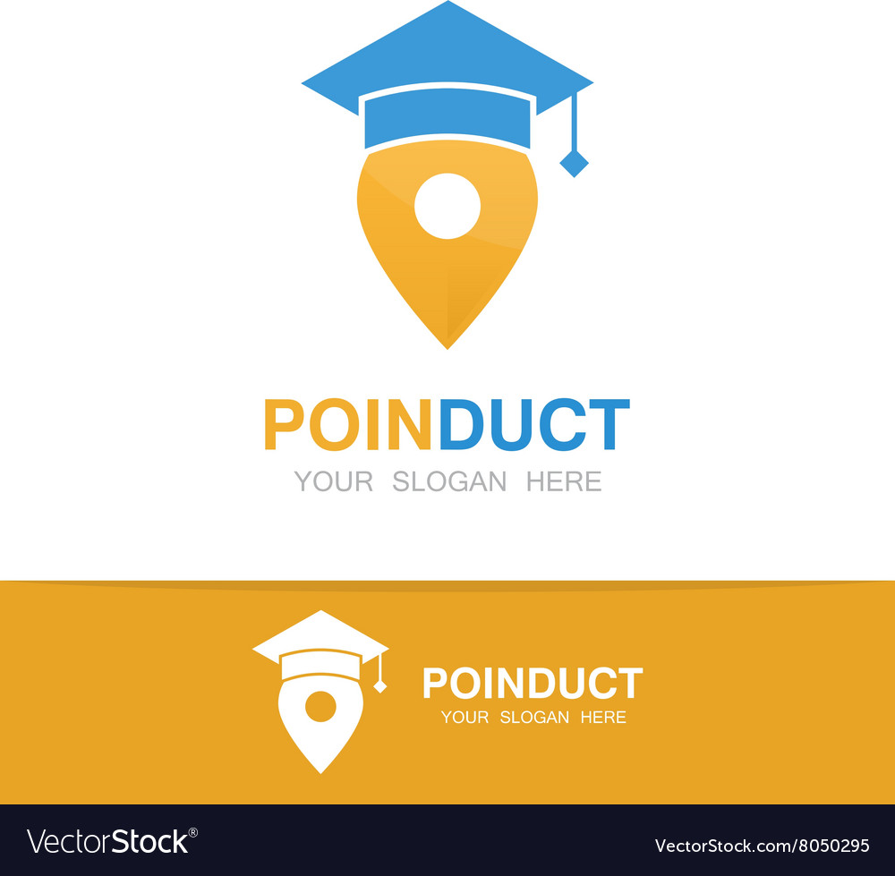 Graduation cap and map pointer logo concept Vector Image