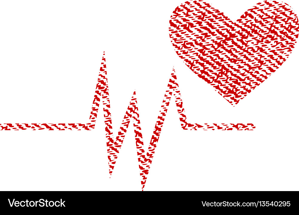 Heart pulse signal fabric textured icon Royalty Free Vector
