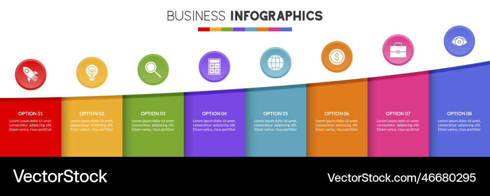 Infographics design template and icons with 8 Vector Image