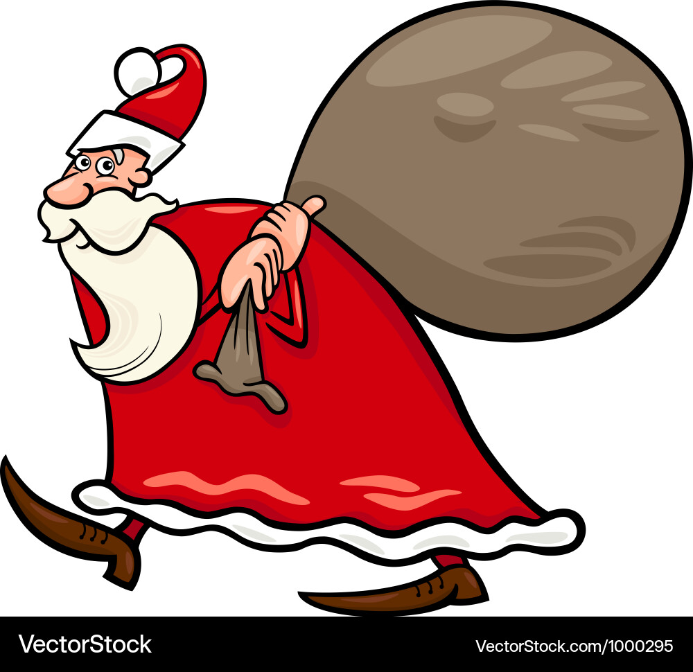 Santa claus with sack cartoon Royalty Free Vector Image