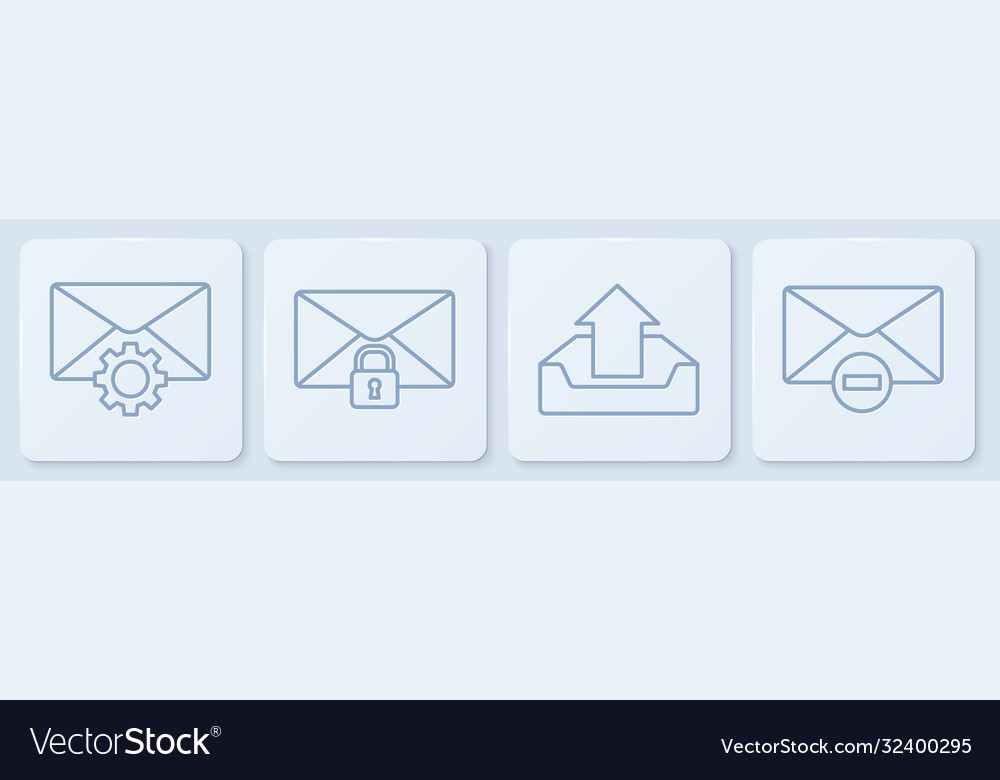 Set line envelope setting upload inbox mail Vector Image Set line envelope setting upload inbox mail Vector Image