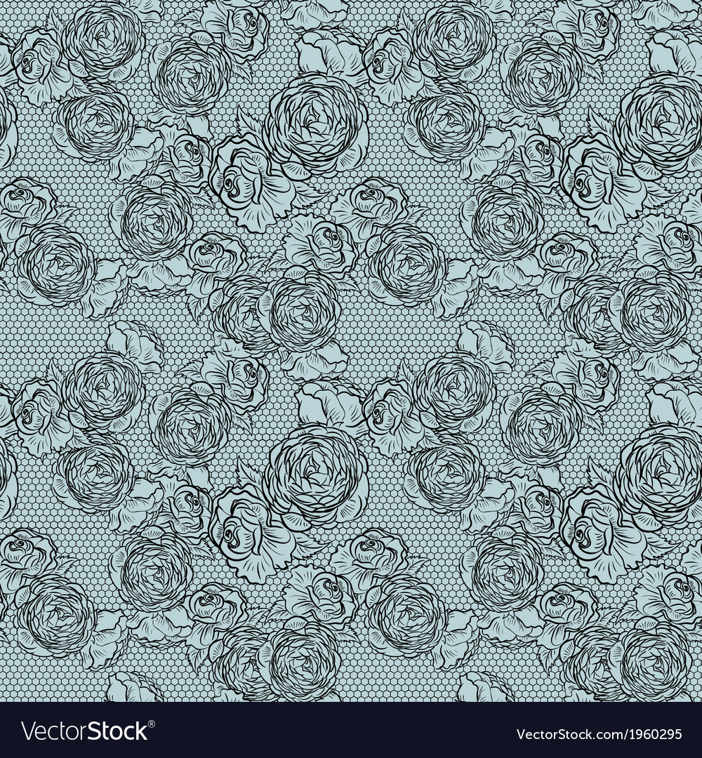 Vintage monochrome roses pattern with lace Vector Image