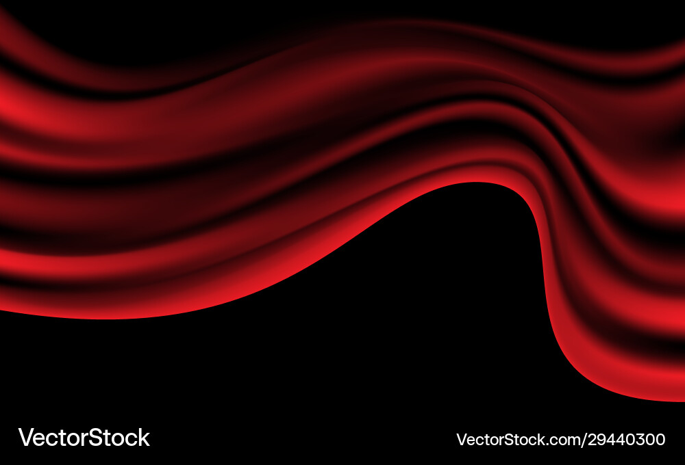 Abstract red satin wave on black luxury Royalty Free Vector