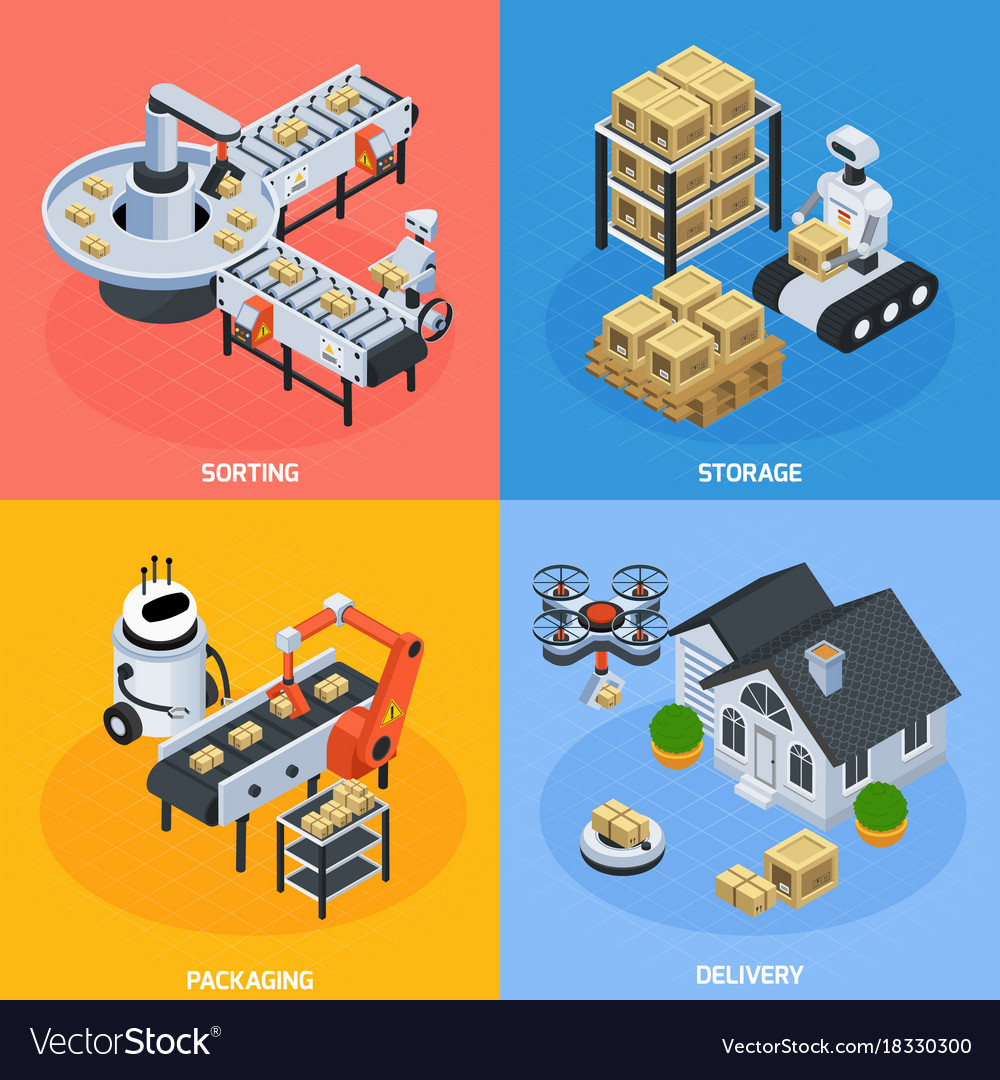 Automatic logistics concept icons set Royalty Free Vector Automatic logistics concept icons set Royalty Free Vector