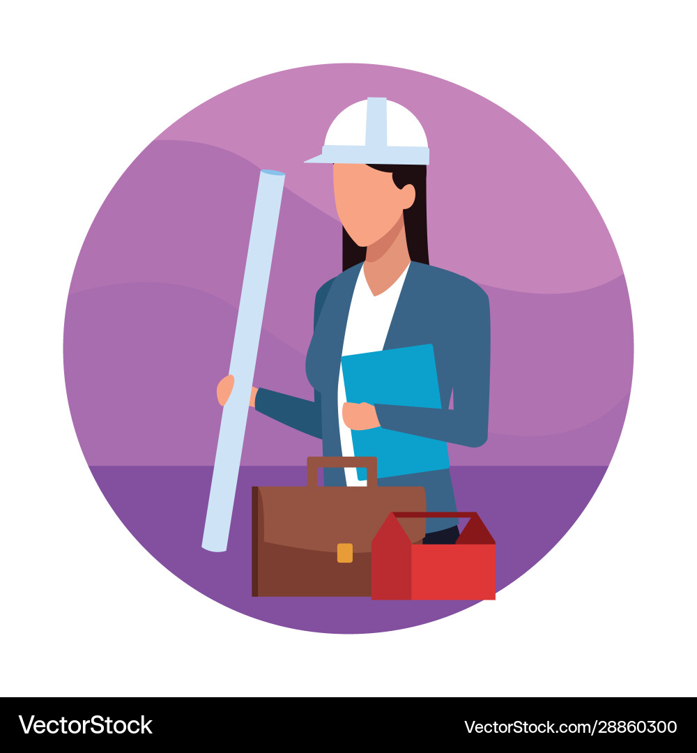 Avatar enginner woman with briefcase and toolsbox Vector Image