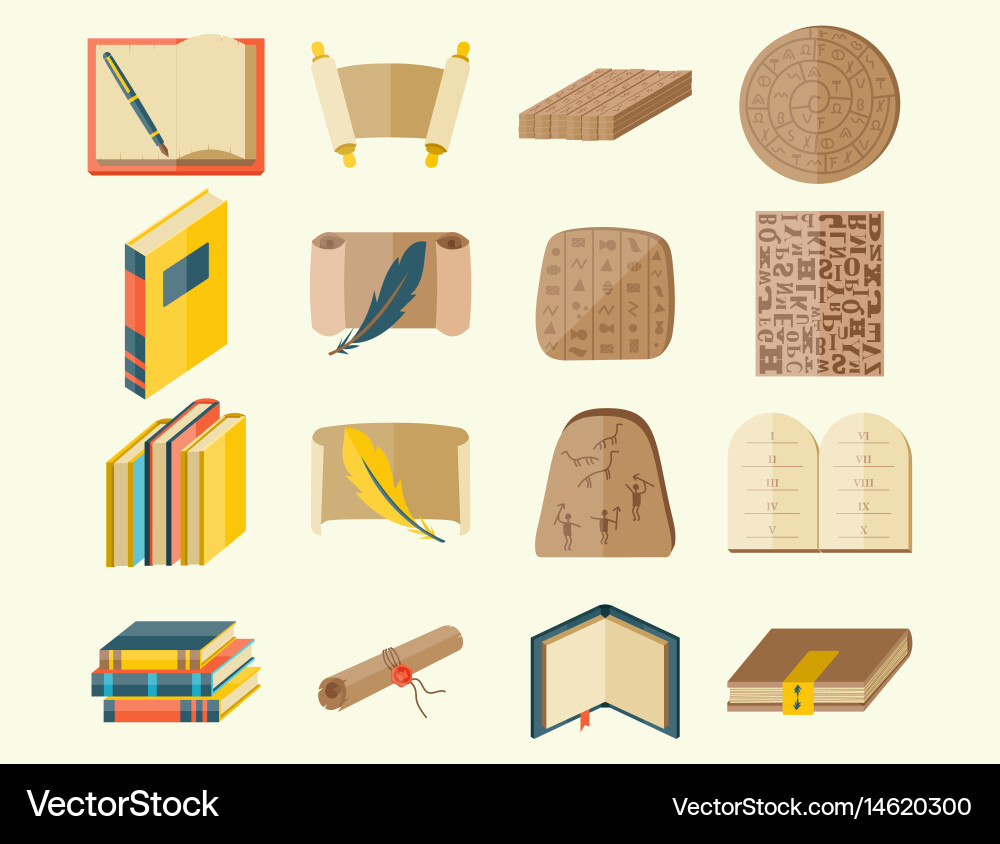 Books icons document magazine publication Vector Image
