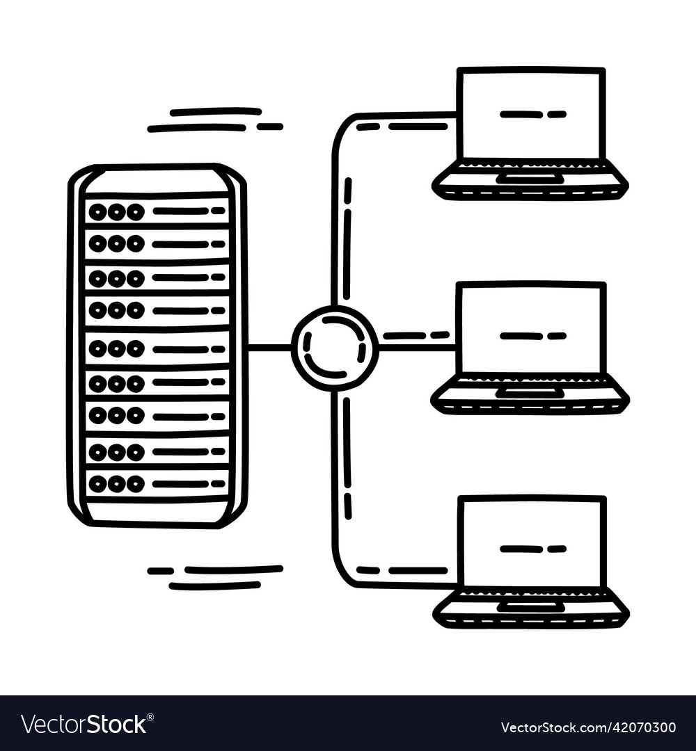 Data network icon doodle hand drawn or outline Vector Image