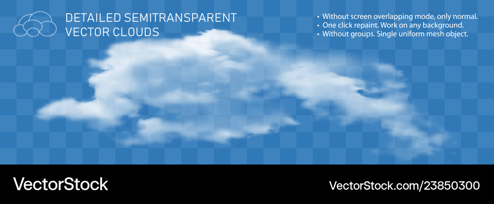Fat cloud realistic transparent flow steam style Vector Image