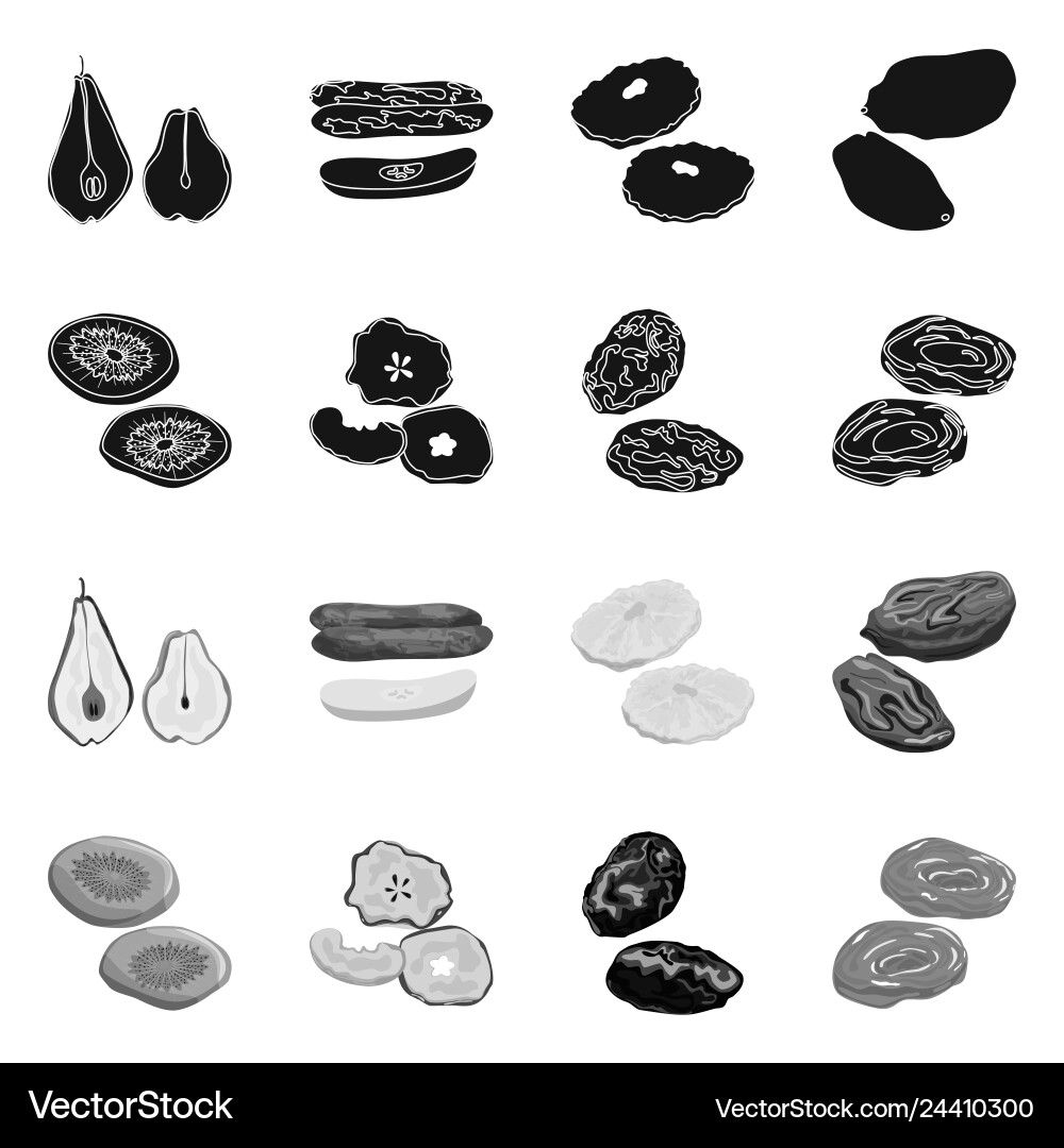 Food and raw icon set Royalty Free Vector Image