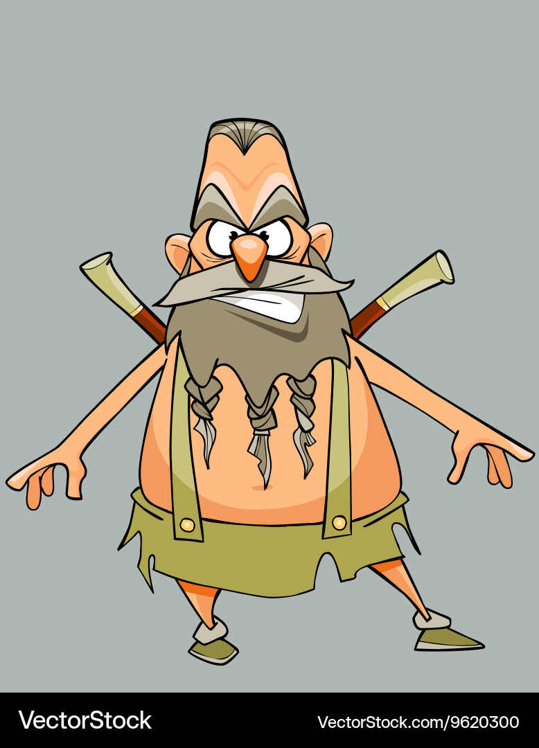 Funny cartoon character austere man warrior Vector Image