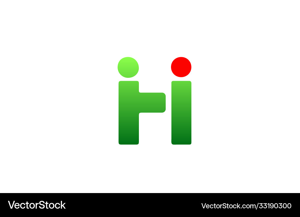 Green red h alphabet letter logo icon gradient Vector Image