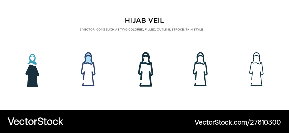 Hijab veil icon in different style two colored Vector Image