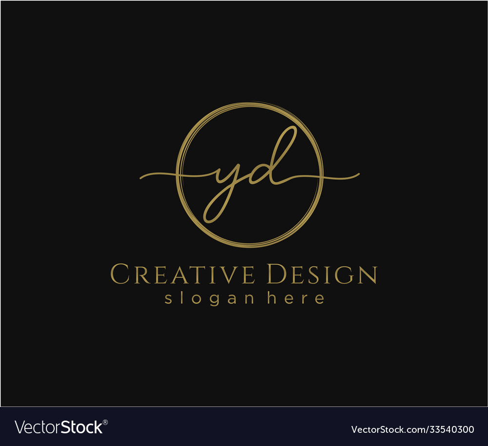 Initial yd handwriting logo with circle template Vector Image