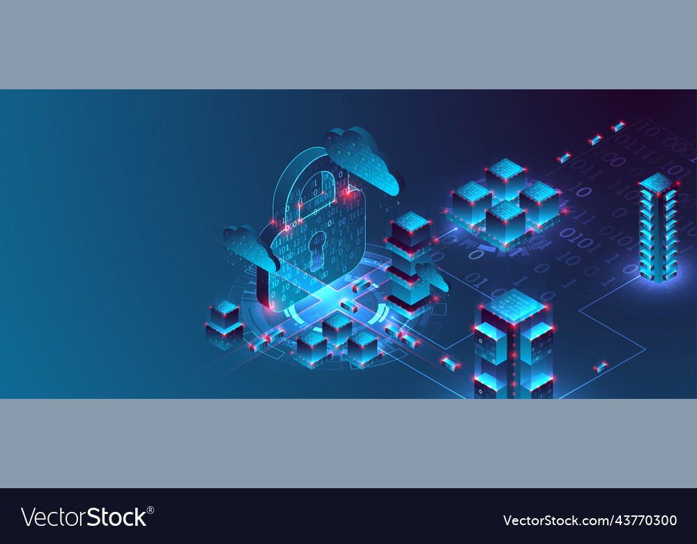 Isometric Big Data Flow Processing Concept Cloud Vector Image