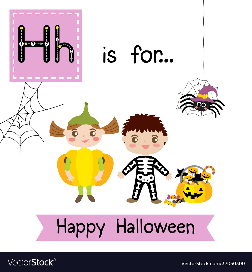 Letter h tracing happy halloween Royalty Free Vector Image
