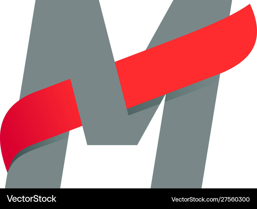 M letter logo with fast speed red wing Royalty Free Vector