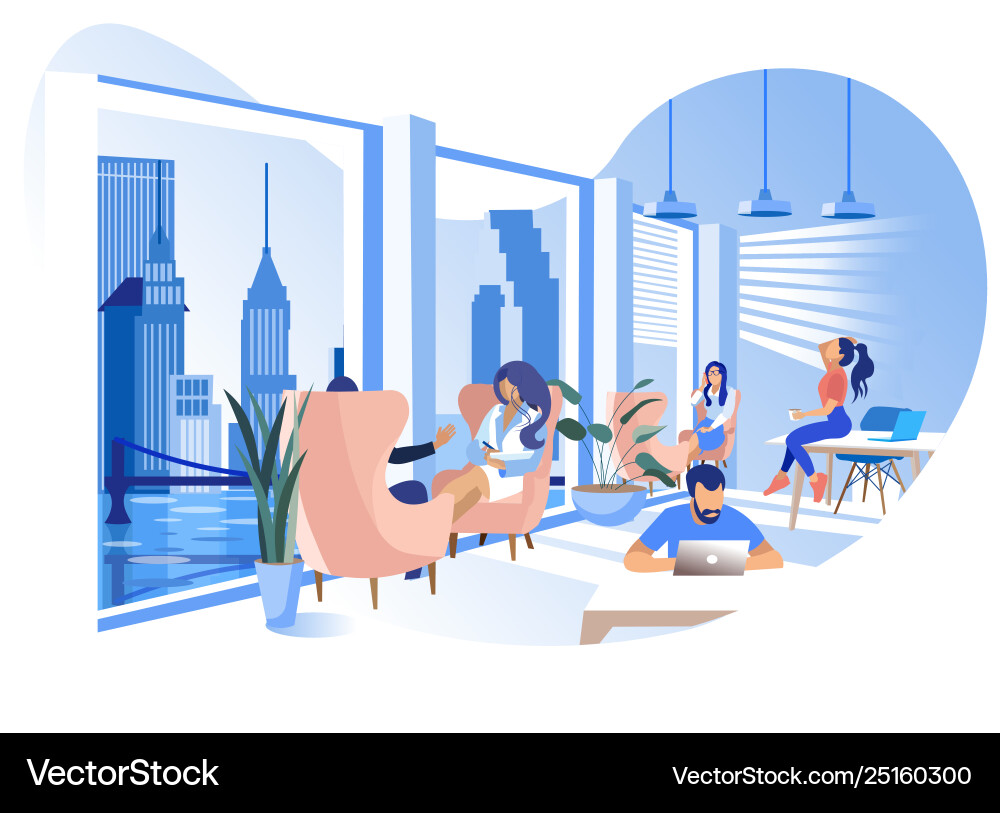 Modern coworking office working environment banner