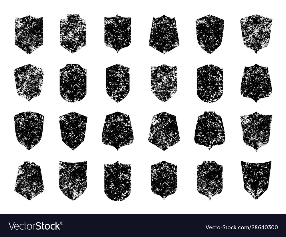Shield badge blank emblems with grunge textures Vector Image