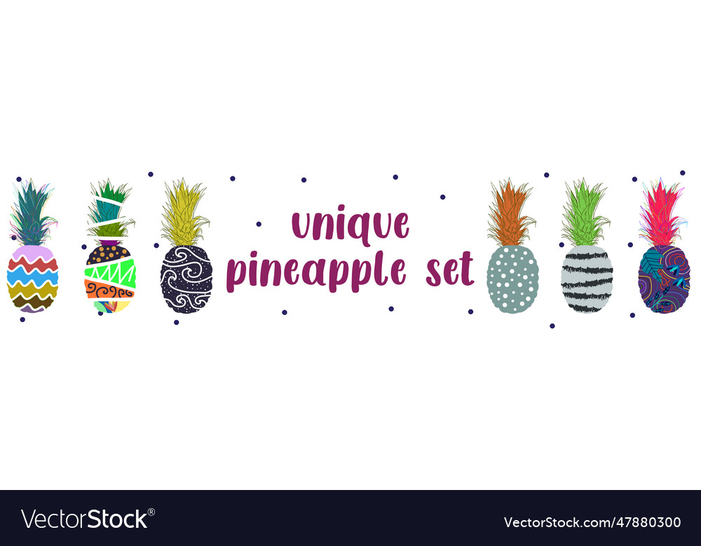 Unique abstract pineapple set for pattern Vector Image