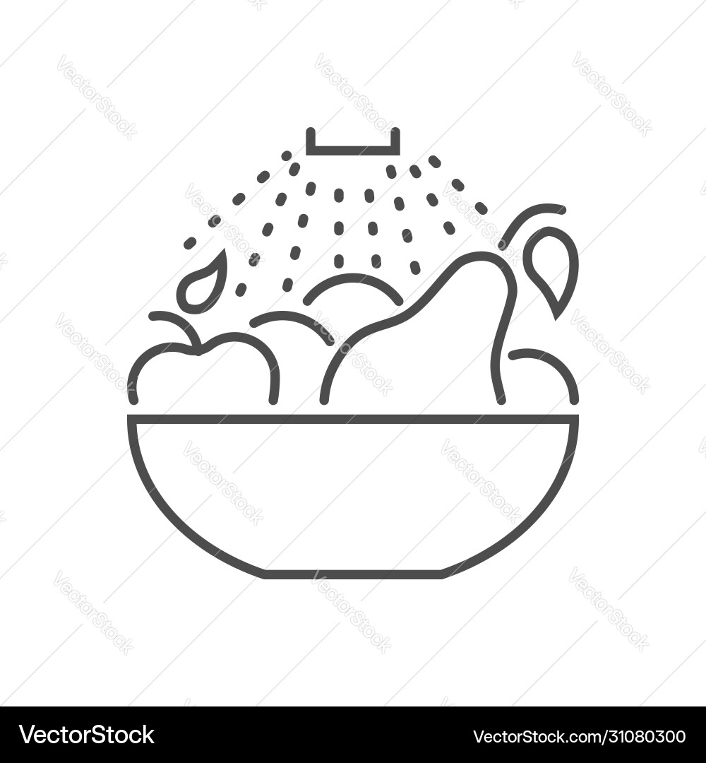 Wash fruits related thin line icon Royalty Free Vector Image