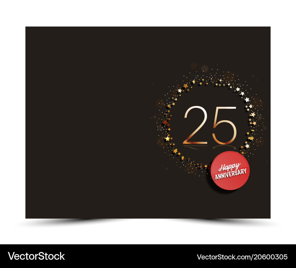 25 years anniversary decorated card template Vector Image