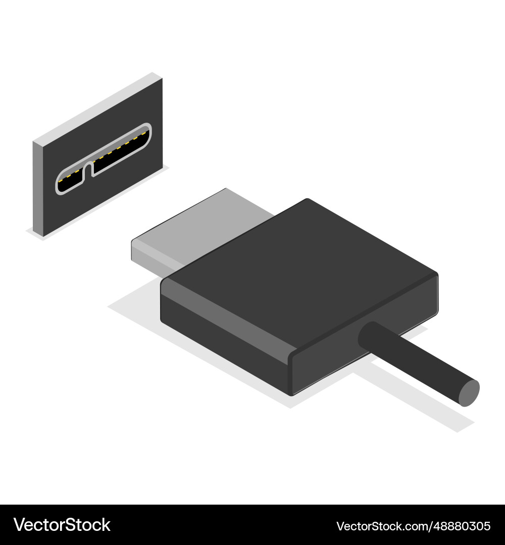 3d isometric flat set of usb types item 1 Vector Image