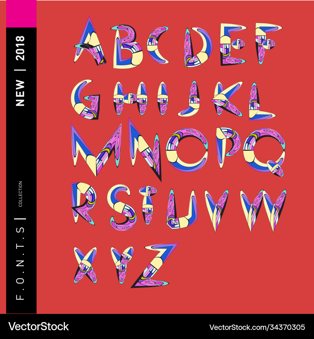 Abstract colorful font and alphabet Royalty Free Vector