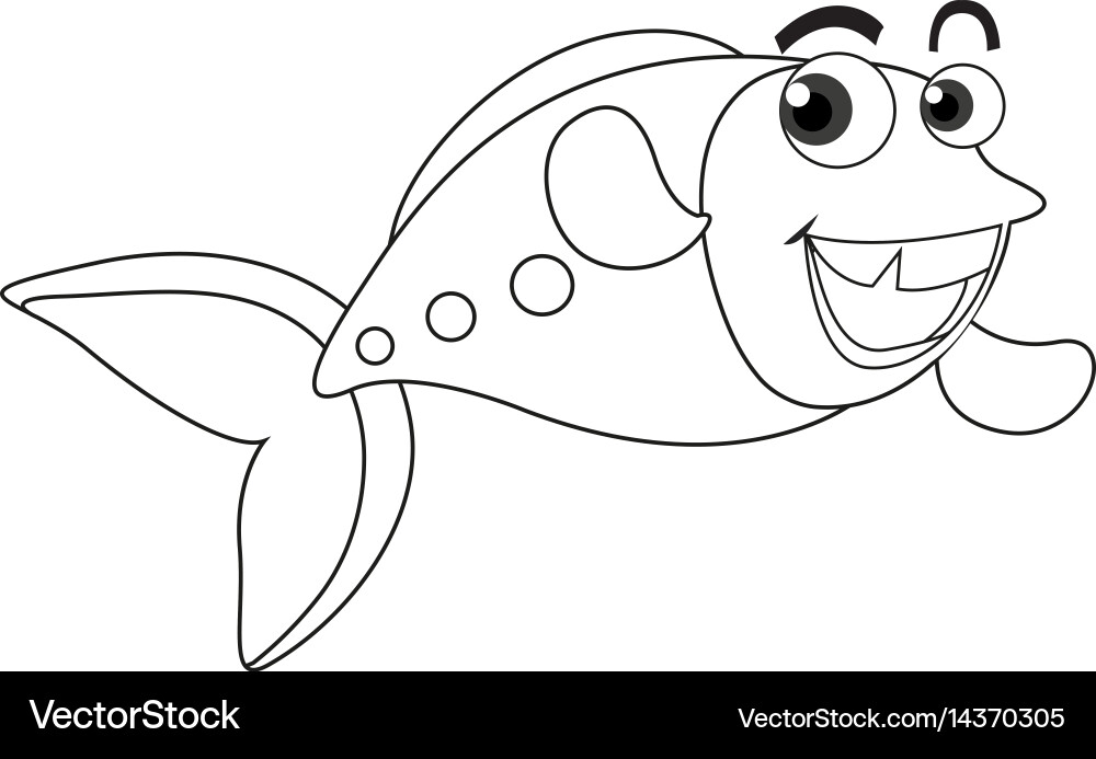 Animal outline for happy fish Royalty Free Vector Image