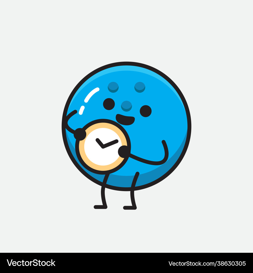 Bowling Ball Character With Cute Face And Simple Vector Image